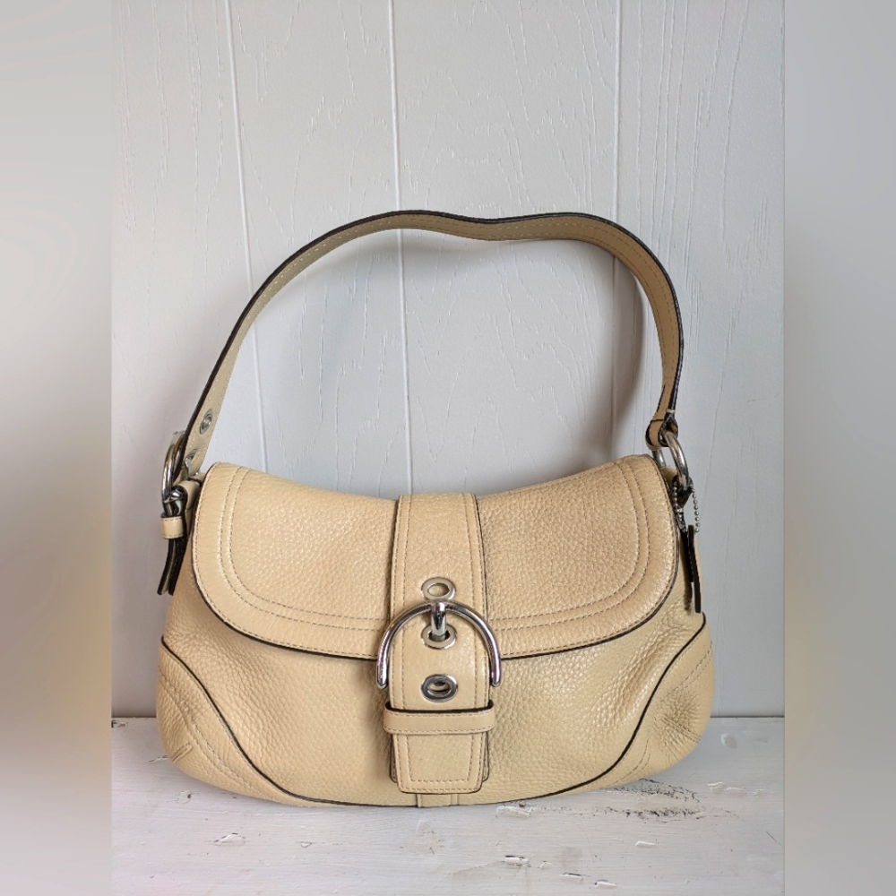 Coach Soho Handbag In Creamy Tan Neutral Leather Vint… - Gem